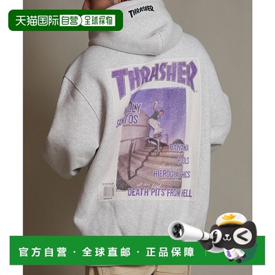 1h可退 日本直邮THRASHER 男女同款 加绒连帽卫衣 宽松盒型剪裁
