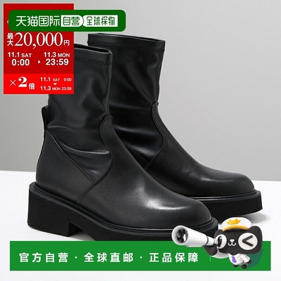 日本直邮FABIO RUSCONI 女士短靴 MQN2606 皮革弹力厚底 黑色