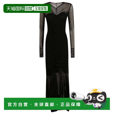 自营norma kamaliV领衬衫鱼尾长款晚礼服-黑色 美国奥莱直发
