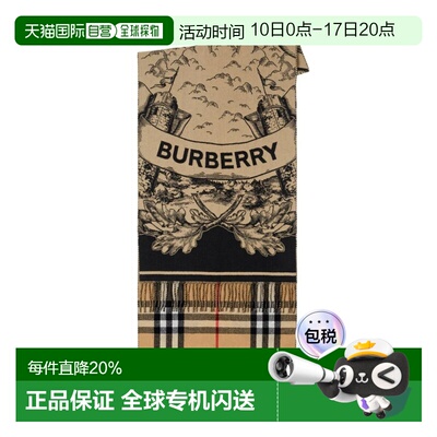 美国直邮BURBERRY Unisex Giant Check Cashmere Scarf