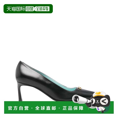 自营sergio rossiPointed-Toe Black Pumps with Gold-Tone Detai