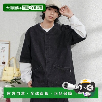 1小时内可退 日本直邮coen 【C.DENIMS】牛仔无领衬衫短袖工装