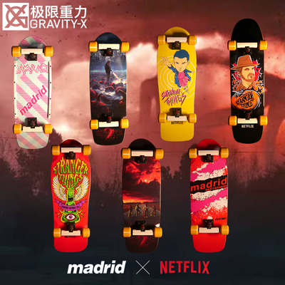 Madrid马德里StrangerThings怪奇物语联名款进口滑板复古带保护