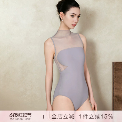 danzbaby芭蕾舞服女体操服成人连体服高领网纱拼接练功体服B412