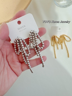 串珠超轻夸张长款流苏耳环耳饰