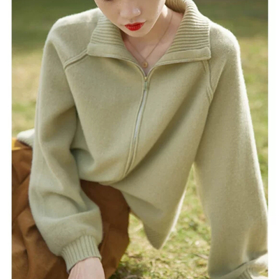 针织开衫外套翻领外穿