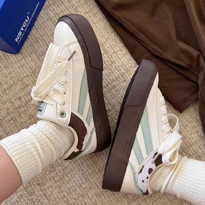 NSTCU薄荷牛乳厚底滑板鞋女2025新款春季百搭小白鞋原创休闲板鞋