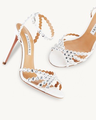 菠萝水钻欧美时尚后空Tequila 水晶装饰皮质高跟凉鞋女