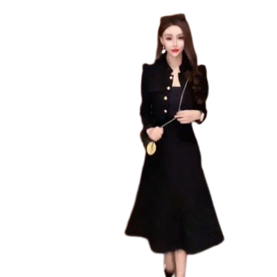 网红气质时尚套装女秋季新款小香风长袖外套高腰大摆半身裙两件套