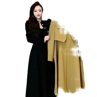 网红气质时尚套装女秋季新款小香风长袖外套高腰大摆半身裙两件套