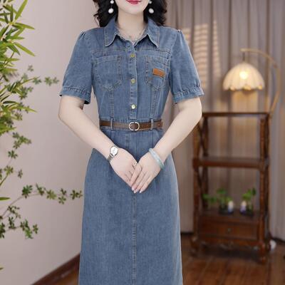 牛仔连衣裙2025新款女夏季短袖