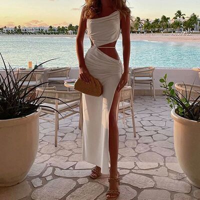 2024 New Summer Beach Casual Sexy Hollow Backless Tie Up Sli