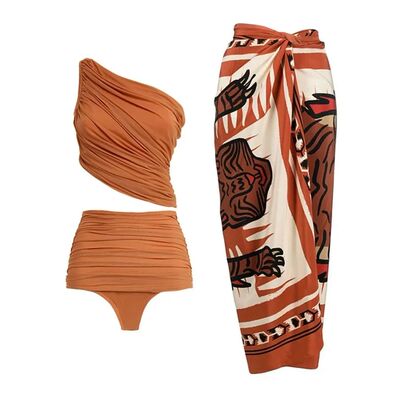 One Shoulder Bikini Set With Cover Up High Quality Swimsuit
