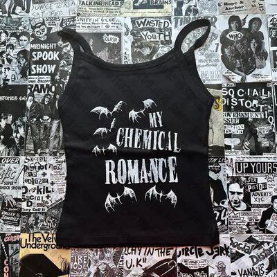 Y2k Crop Top Summer Gothic Slim Vintage Graphic Baby Tee emo