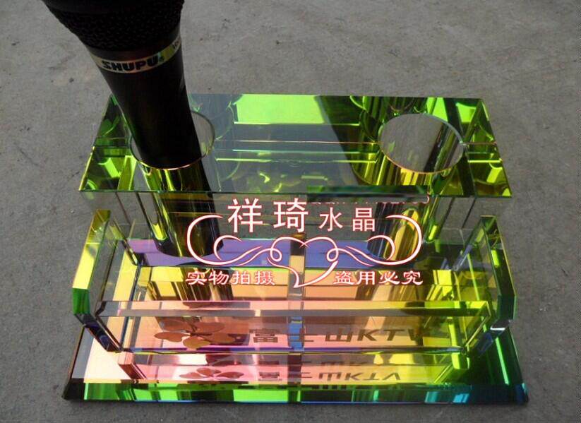 五彩K9 多功能 水晶话筒架 /麦克风架/ KTV酒吧用品 LOGO内雕