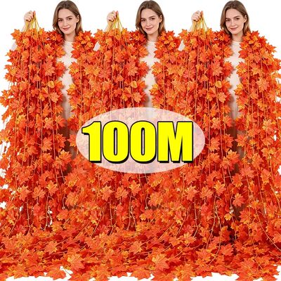 Fake Maple Leaf Hanging Vine Artificial Fall Garlands String