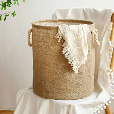 Waterproof Cotton Linen Laundry Basket Foldable Household Su