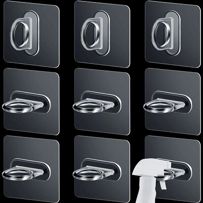 10PCS Spray Bottle Holder Adhesive Hooks Clear Wall Mount Ut