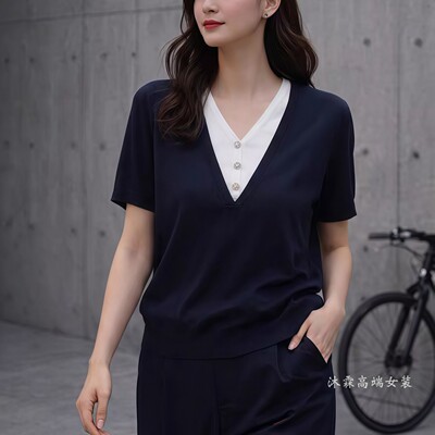 1668美季然亮2026夏季新大码显瘦莱赛尔天丝针织衫上衣t恤680100