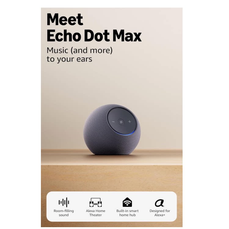 美国代购Amazon Echo Dot Max speaker 家庭影院体验智能音箱