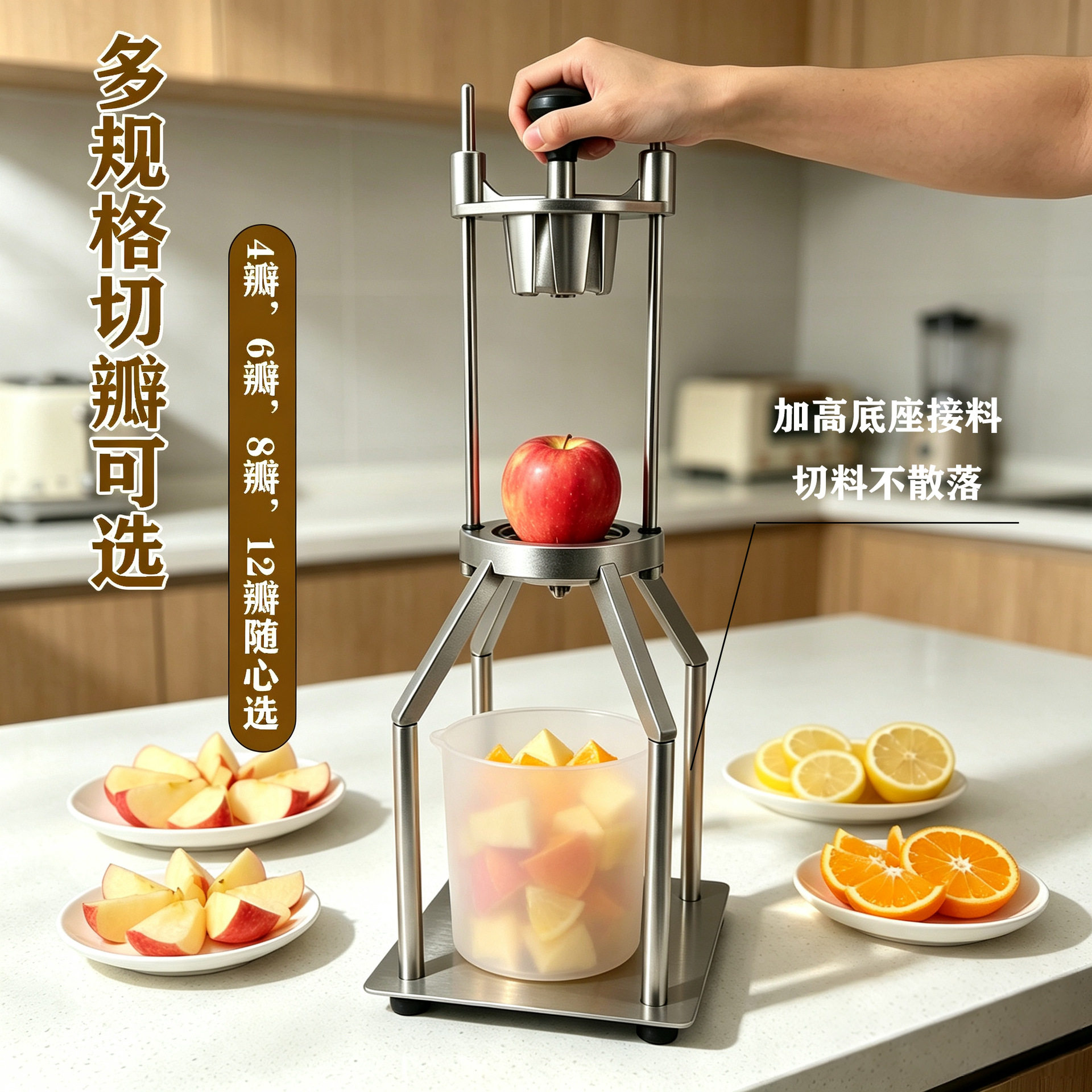 家用手动果蔬切瓣机不锈钢水果商用切块器