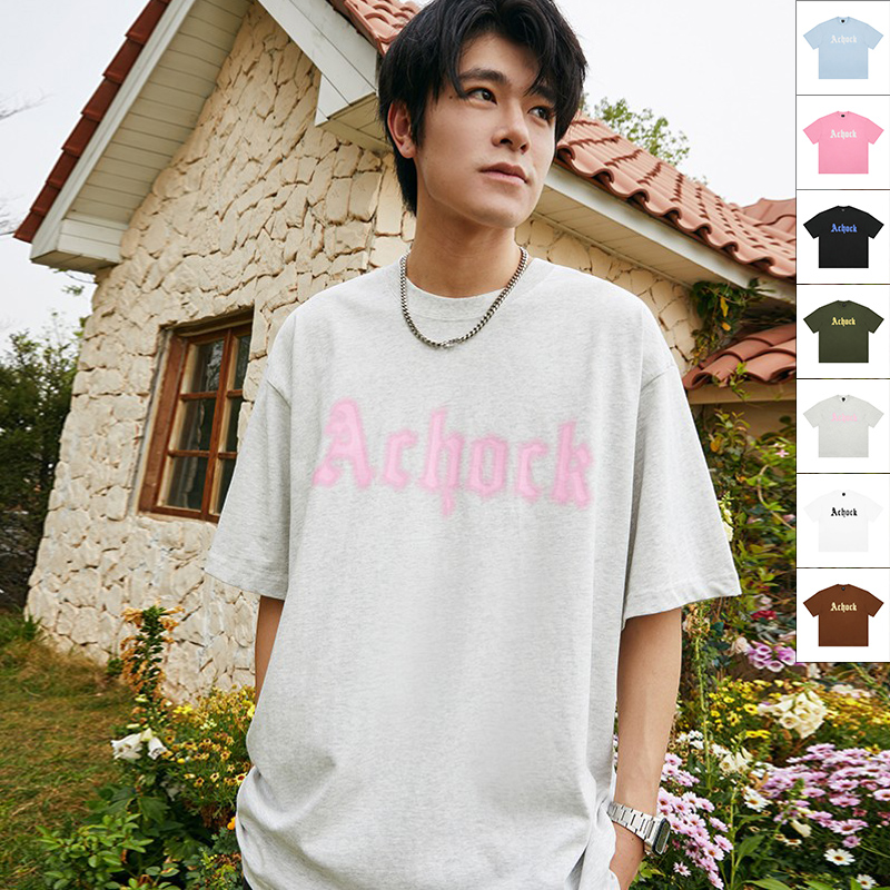 【Achock官方店】美式简约网点logo模糊印花短袖情侣嘻哈圆领t恤_虎窝淘