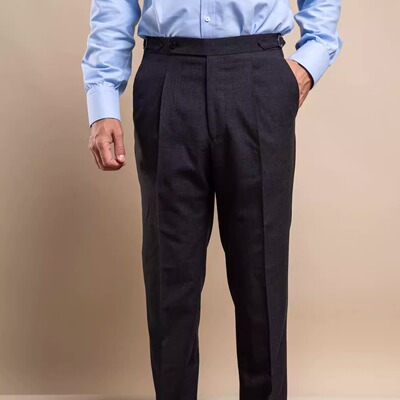 PM炭灰色西裤羊毛商务