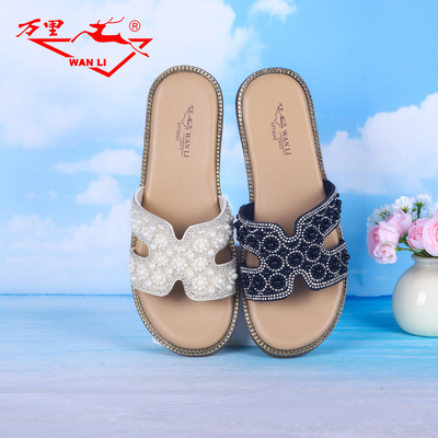 万里新款夏季韩式女款拖鞋可外穿凉拖百搭厚底时尚女鞋HTT4342