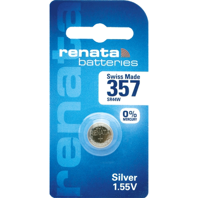 RENATA手表电池SR44W瑞士原装纽扣电子357进口氧化银1.55V石英表高精度三丰数显游标卡尺适用怡成血糖仪单粒