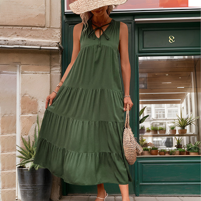 summer women dresses ladies skirt夏季欧美无袖背心式女连衣裙