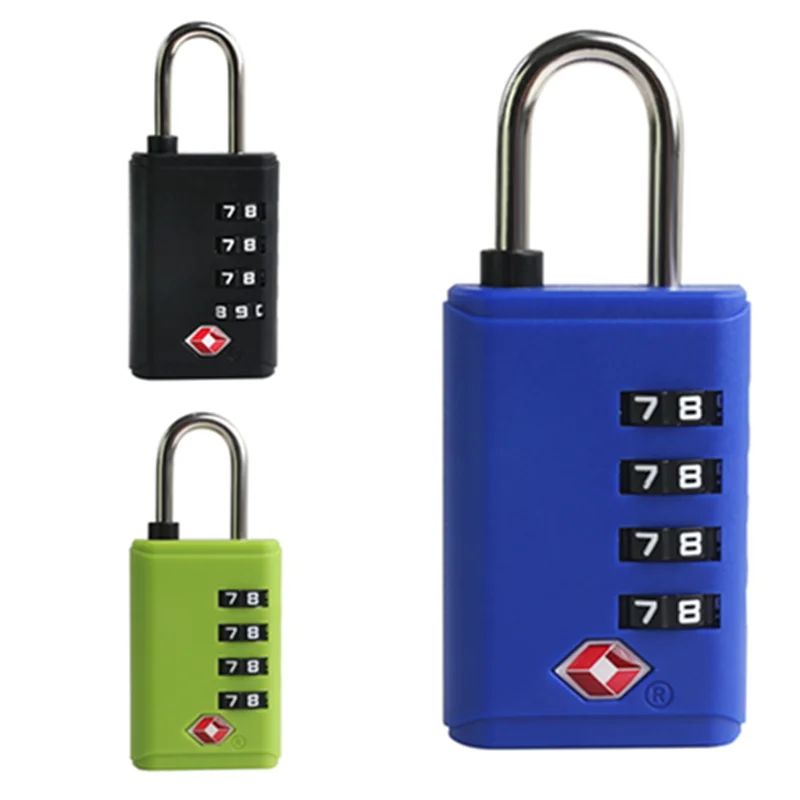 Portable Padlock Tsa Customs Lock 4 Dial Digit Combination L