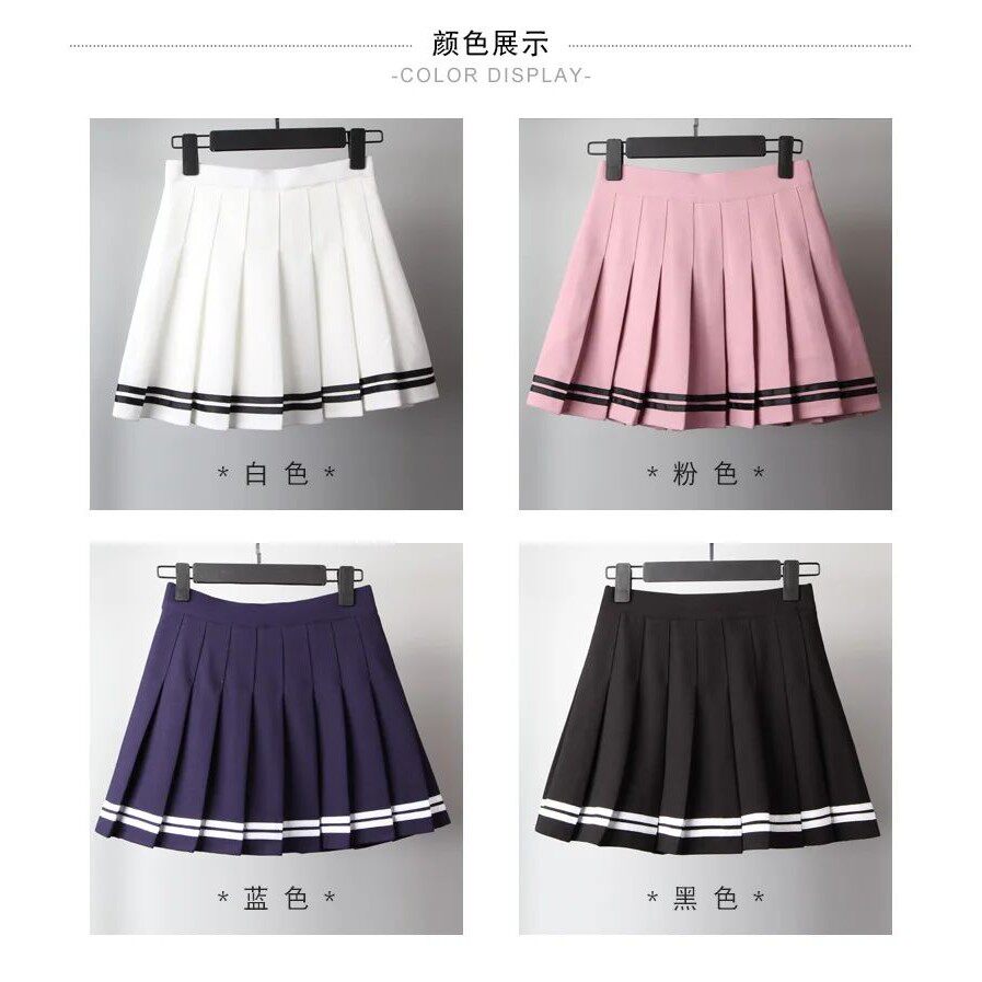 Kawaii Harajuku Skirts Preppy School Uniform High Waist Plea