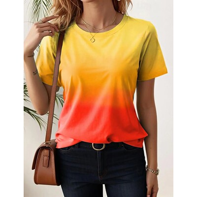 Women's T-Shirts For Women 3d Gradient Print  Tees Casual St