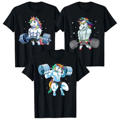 Unicorn Weightlifting T-Shirt Deadlift Fitness Gym Women Men