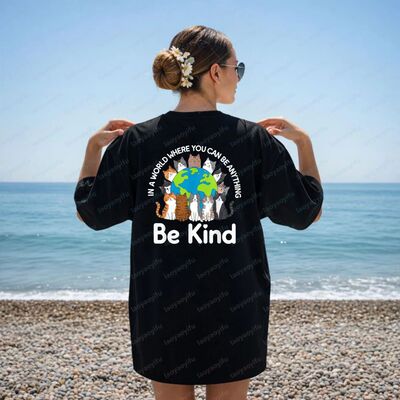 Be Kind Cats Earth Day Planet World Kindness Day T-Shirt Y2k