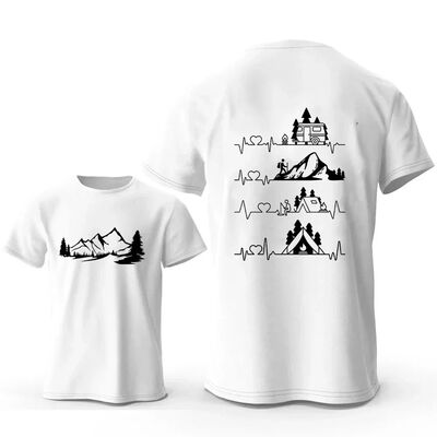 Camping Outdoor Heartbeat Nature Camper Hiking T-Shirt Stree