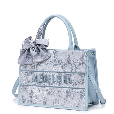 正品刺绣托特包女手提斜挎百搭款