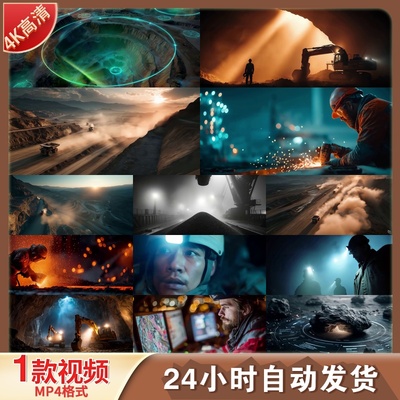 高清智能采矿智慧煤矿煤炭开采运输工程作业现场LED舞台视频素材