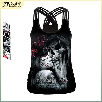 Halloween 3D Terrifying Skull Printed Tank Top万圣节背心