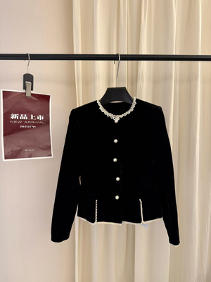 Mi2法式小香蕾丝开叉礼服外套