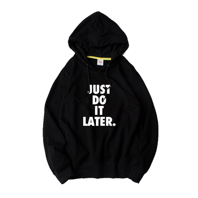 创意恶搞拖延症情侣连帽套头衫