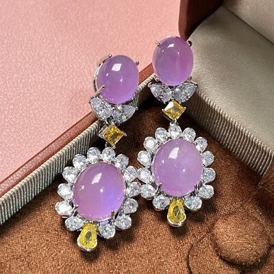 设计师款紫色参加珠宝展耳饰0795
