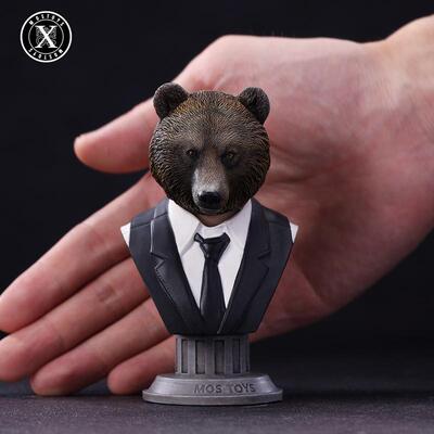 JXK棕熊头雕兵人手办模型