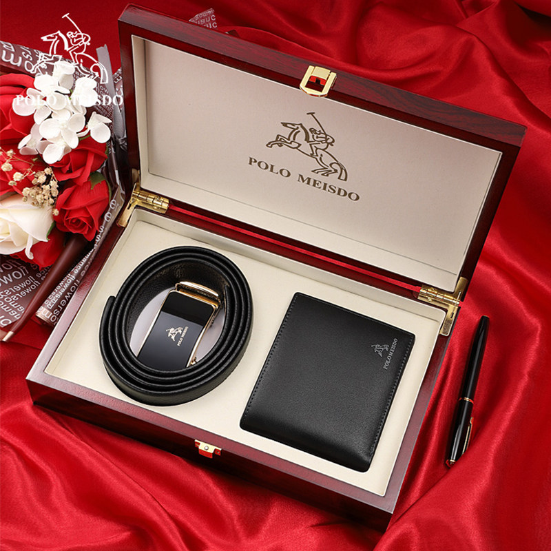 正品英国保罗男士皮带钱包礼盒套装男真皮腰带送男友老公生日礼物_虎窝淘