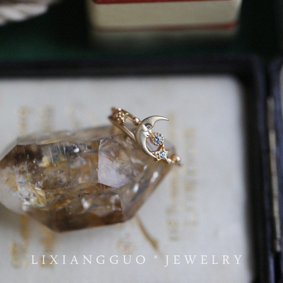 《回到霍格沃兹》魔法月亮星星古典立体月桂冠原创小众纯银戒指女