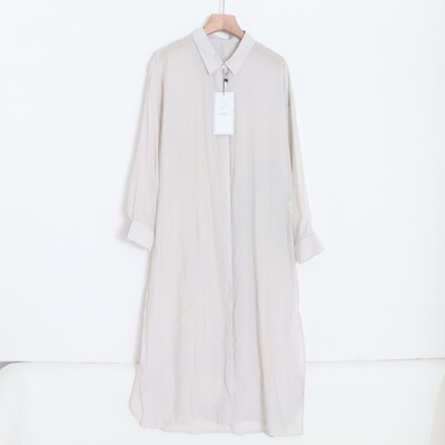 D05001日单新款客供料休闲单排隐形扣宽松显瘦女纯色气质衬衫裙