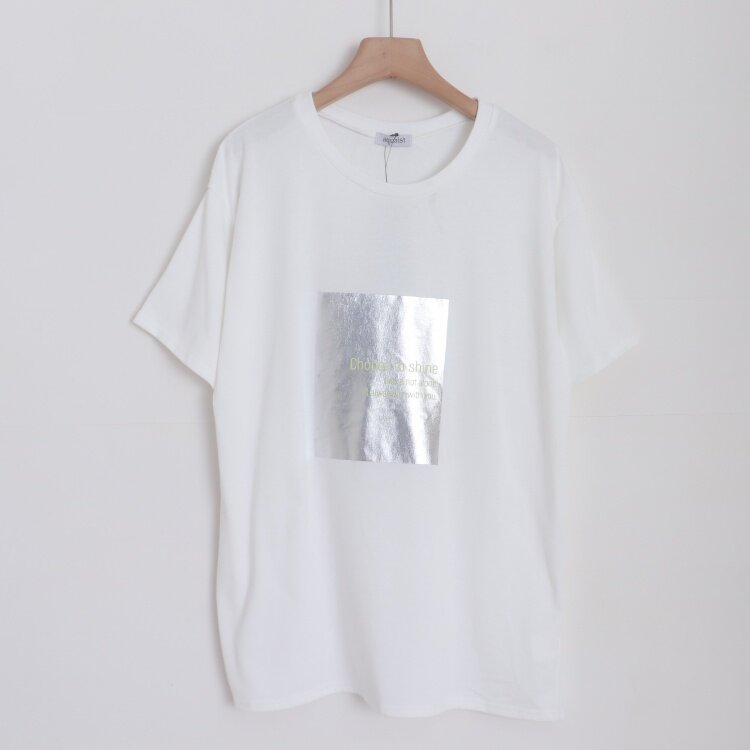A060118日单夏新款圆领宽松好搭配女纯色简洁休闲字母印花短袖T恤