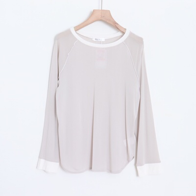 D09007日单新款客供料简洁圆领套头微宽松显瘦女气质轻薄长袖衬衫