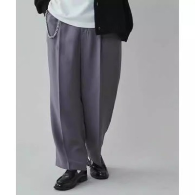 B07058日单挂扣松紧高腰简洁客供料垂感中性休闲通勤帅气阔腿裤