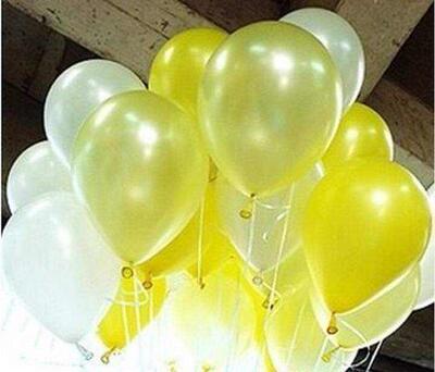 Yellow And White Balloons 10pieces/Lot Latex Balloon Helium